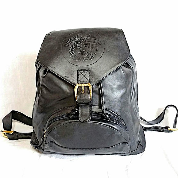 Versace | Bags | Authentic Vintage Gianni Versace Black Leather Medusa ...